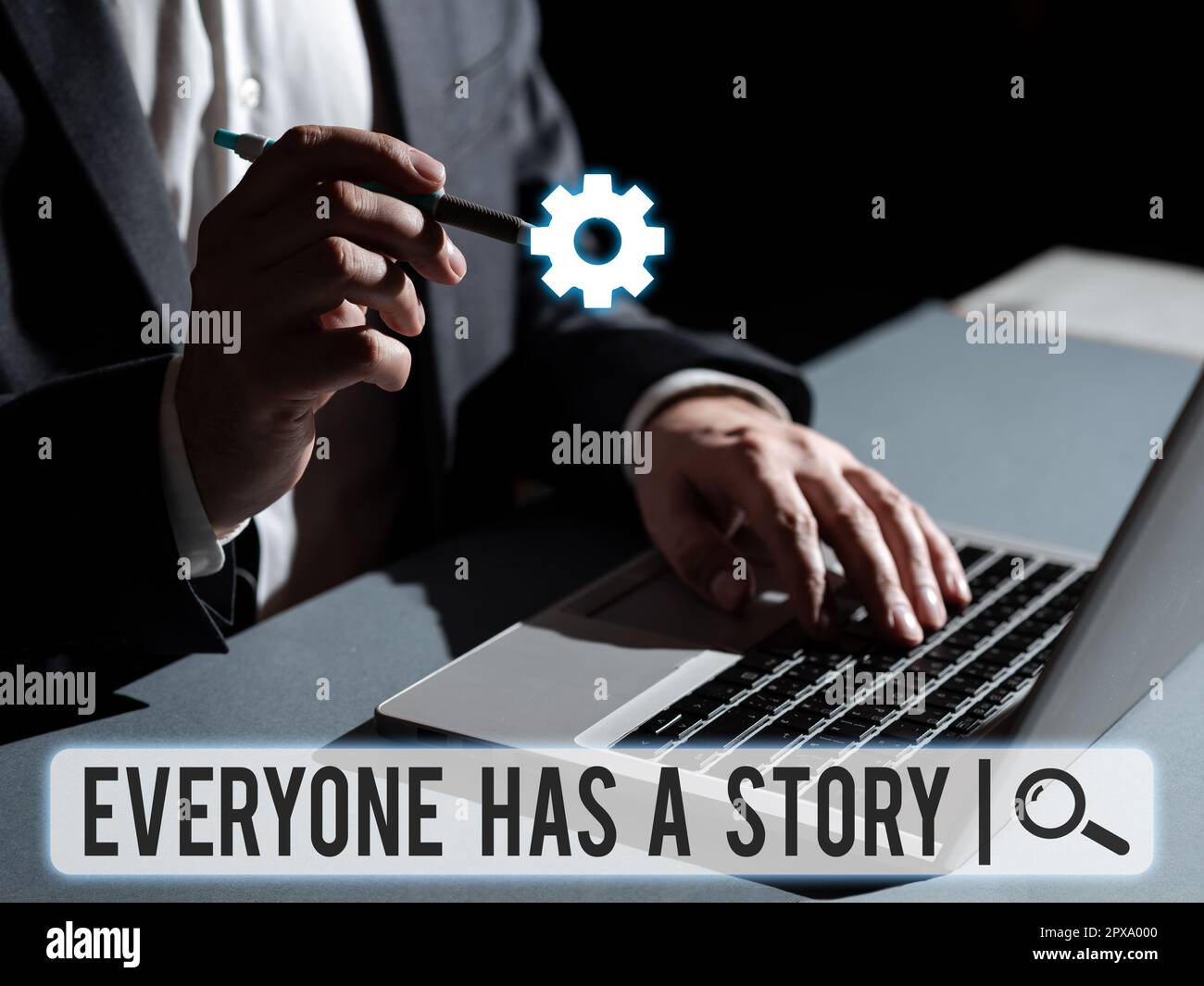 Conceptual display Everyone Has A Story, Business showcase Background ...