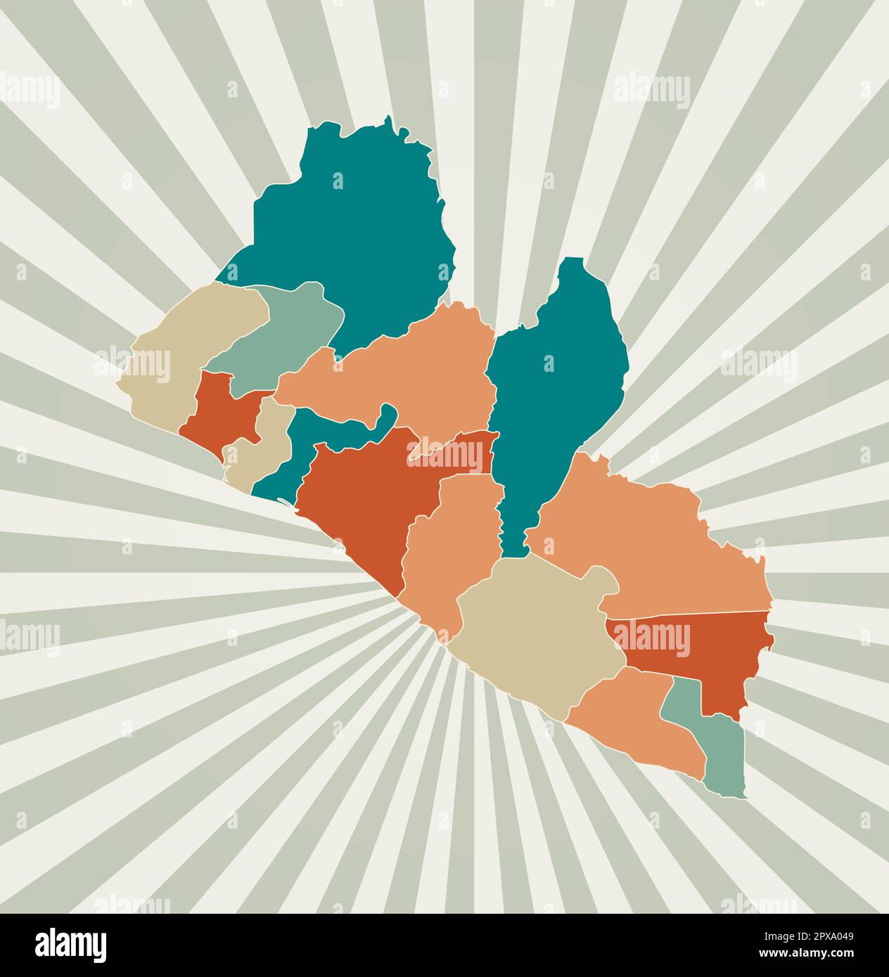 Liberia map. Poster with map of the country in retro color palette ...