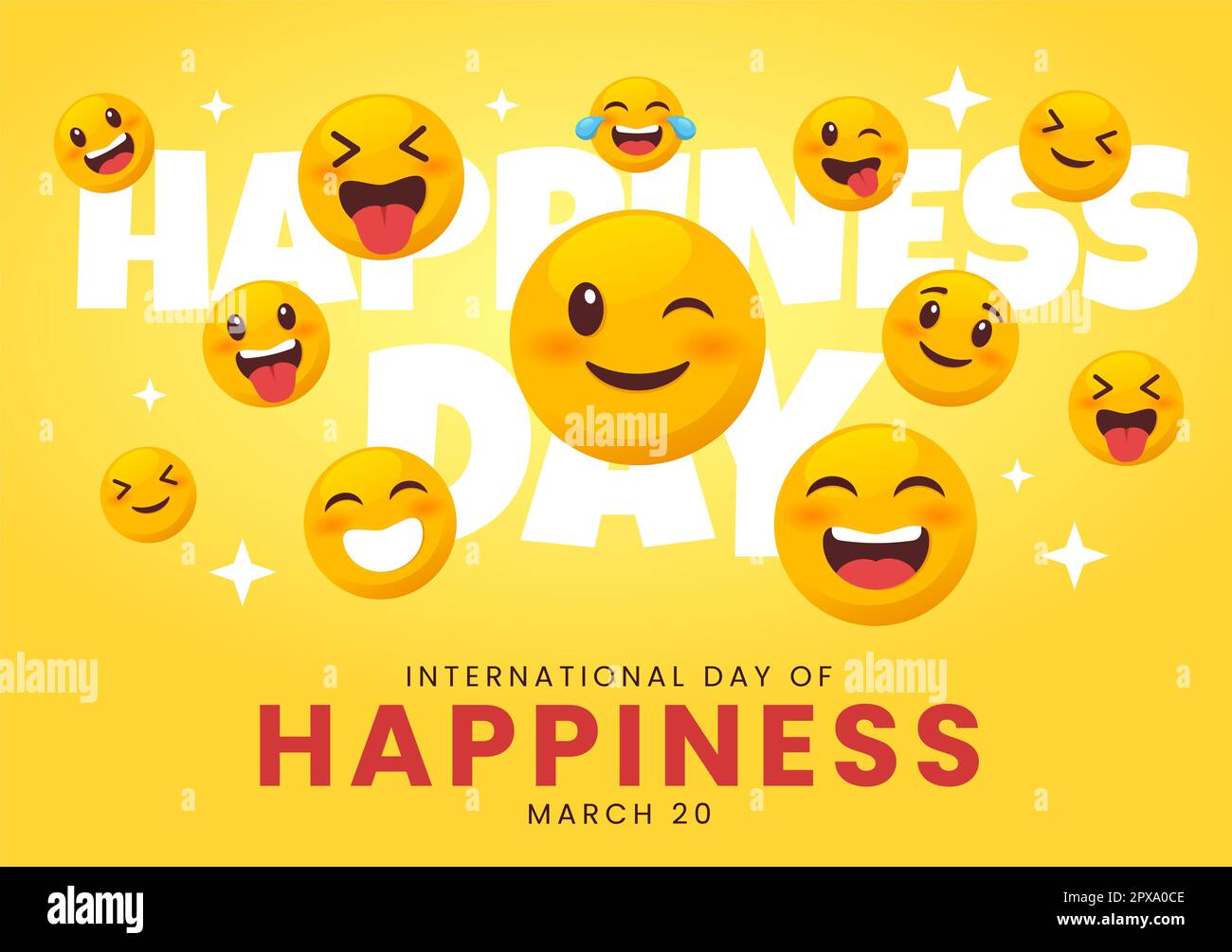 World Happiness Day Celebration Illustration with Smiling Face ...