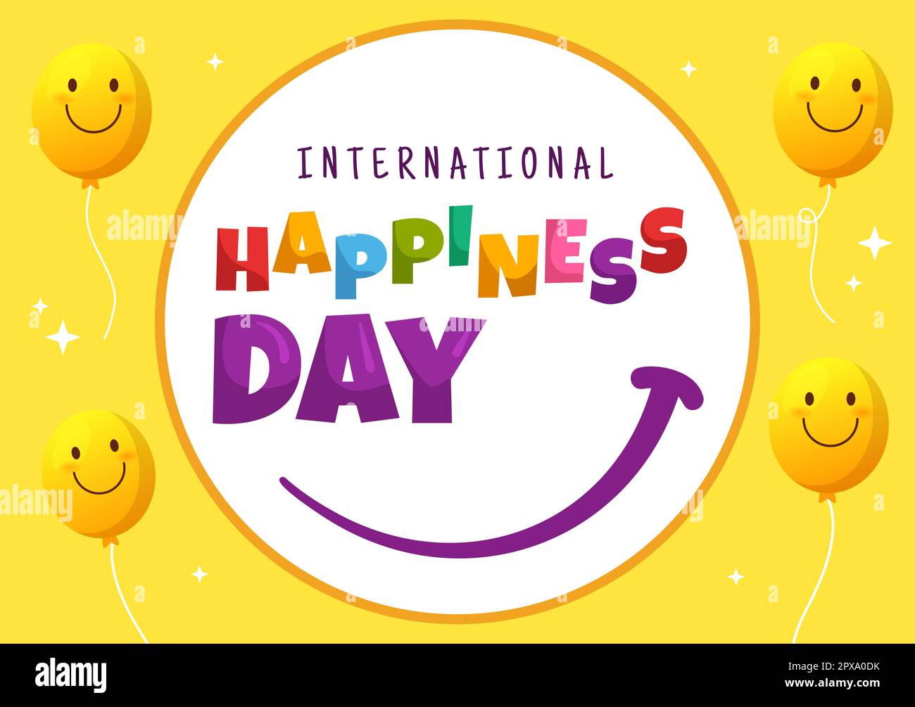 World Happiness Day Celebration Illustration with Smiling Face ...