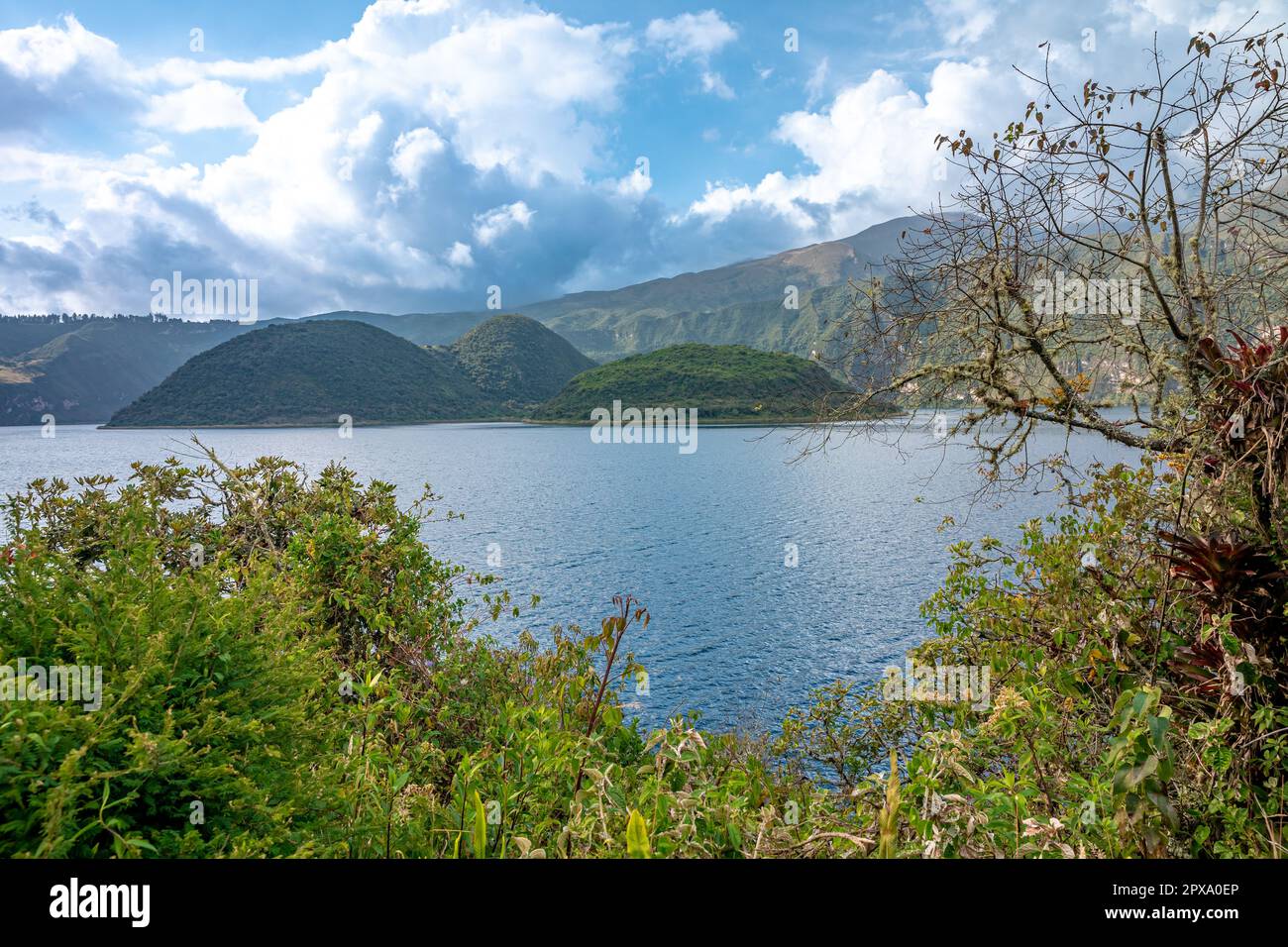 Cuicocha crater lake at the foot of Cotacachi Volcano in the Ecuadorian ...