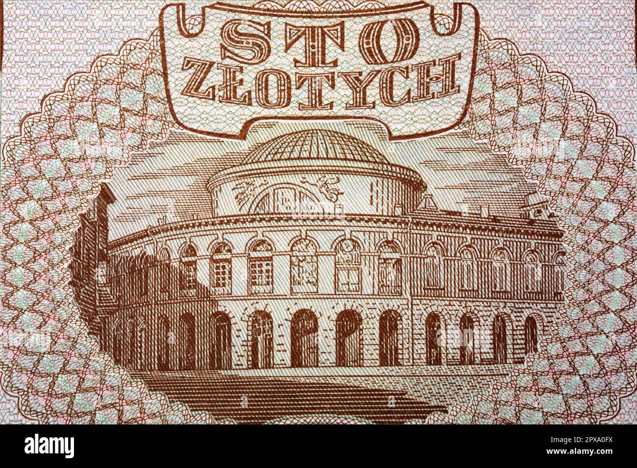 The building of the Polish Bank in Warsaw from old money - 100 zloty ...