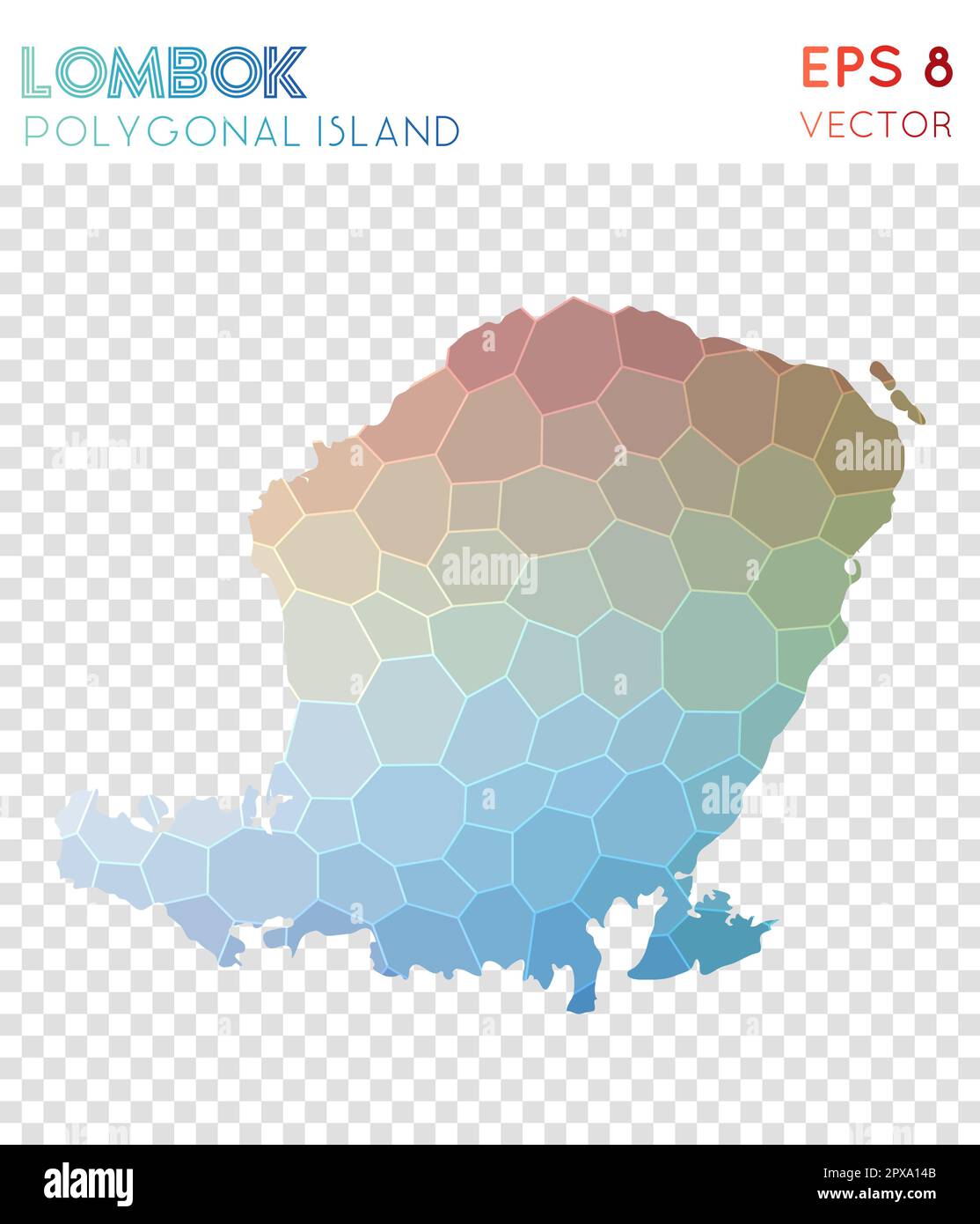 Lombok polygonal map, mosaic style island. Charming low poly style ...