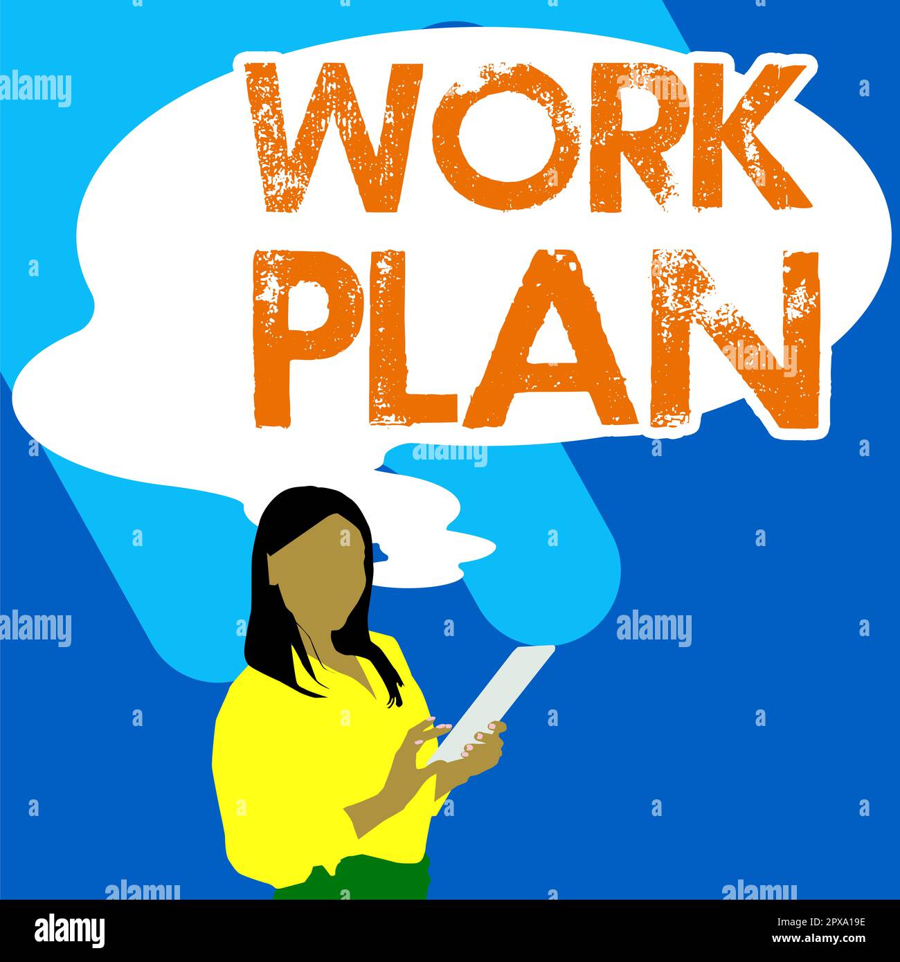 Sign displaying Work Plan, Internet Concept project to be accomplished ...