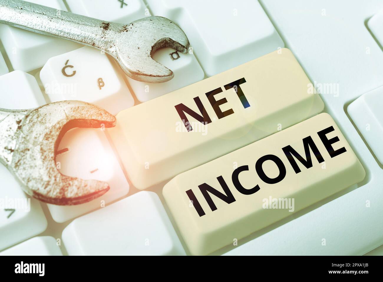 Writing displaying text Net Income, Business concept the gross income ...