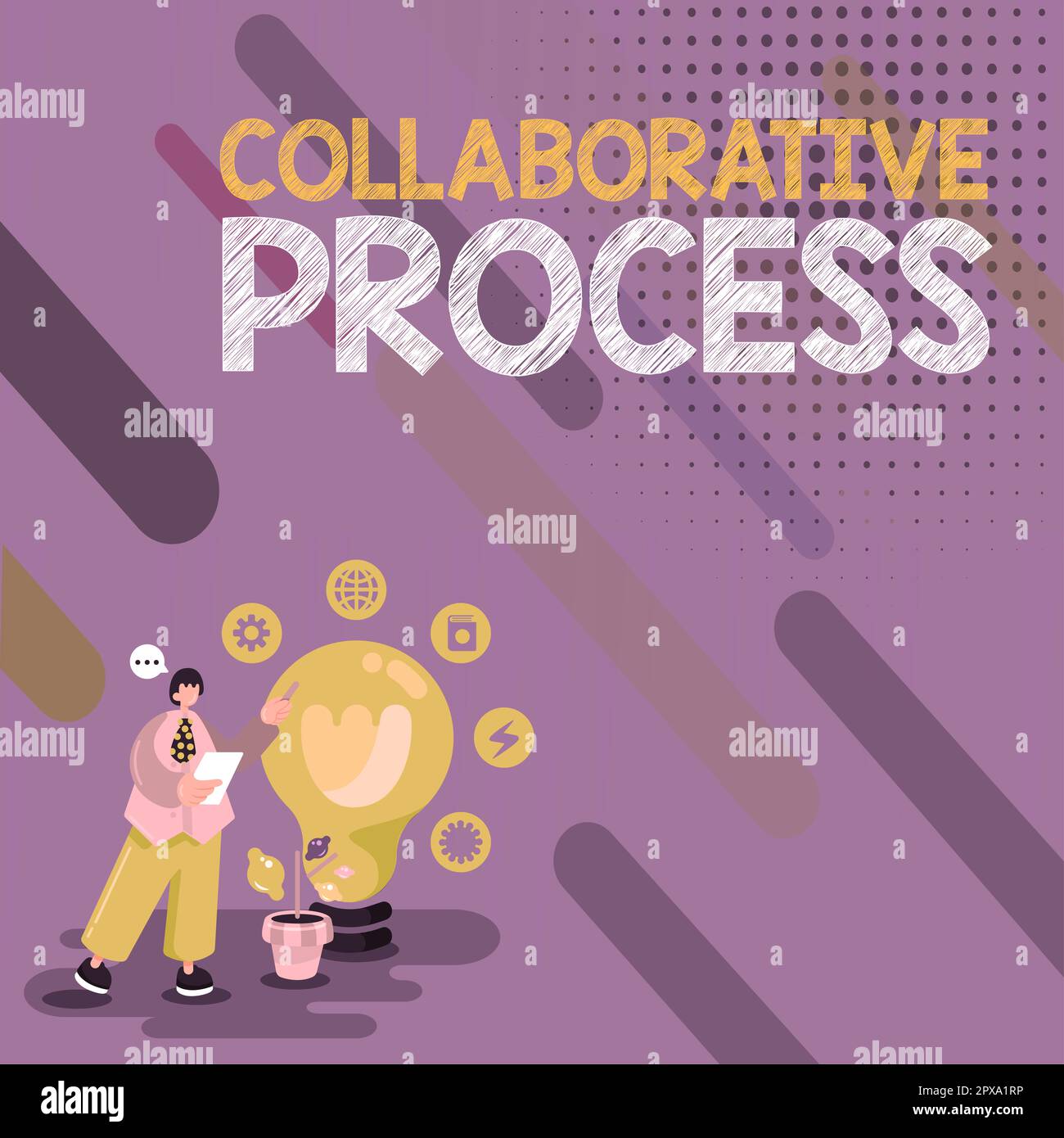 Hand writing sign Collaborative Process, Business overview people and ...