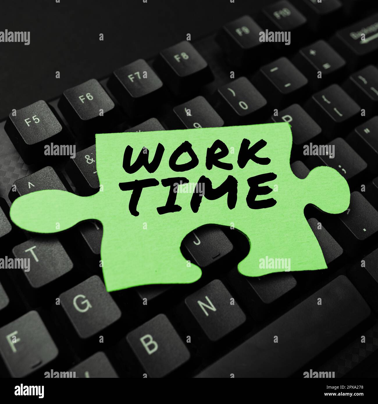 Hand writing sign Work Time, Word Written on period starts when ...