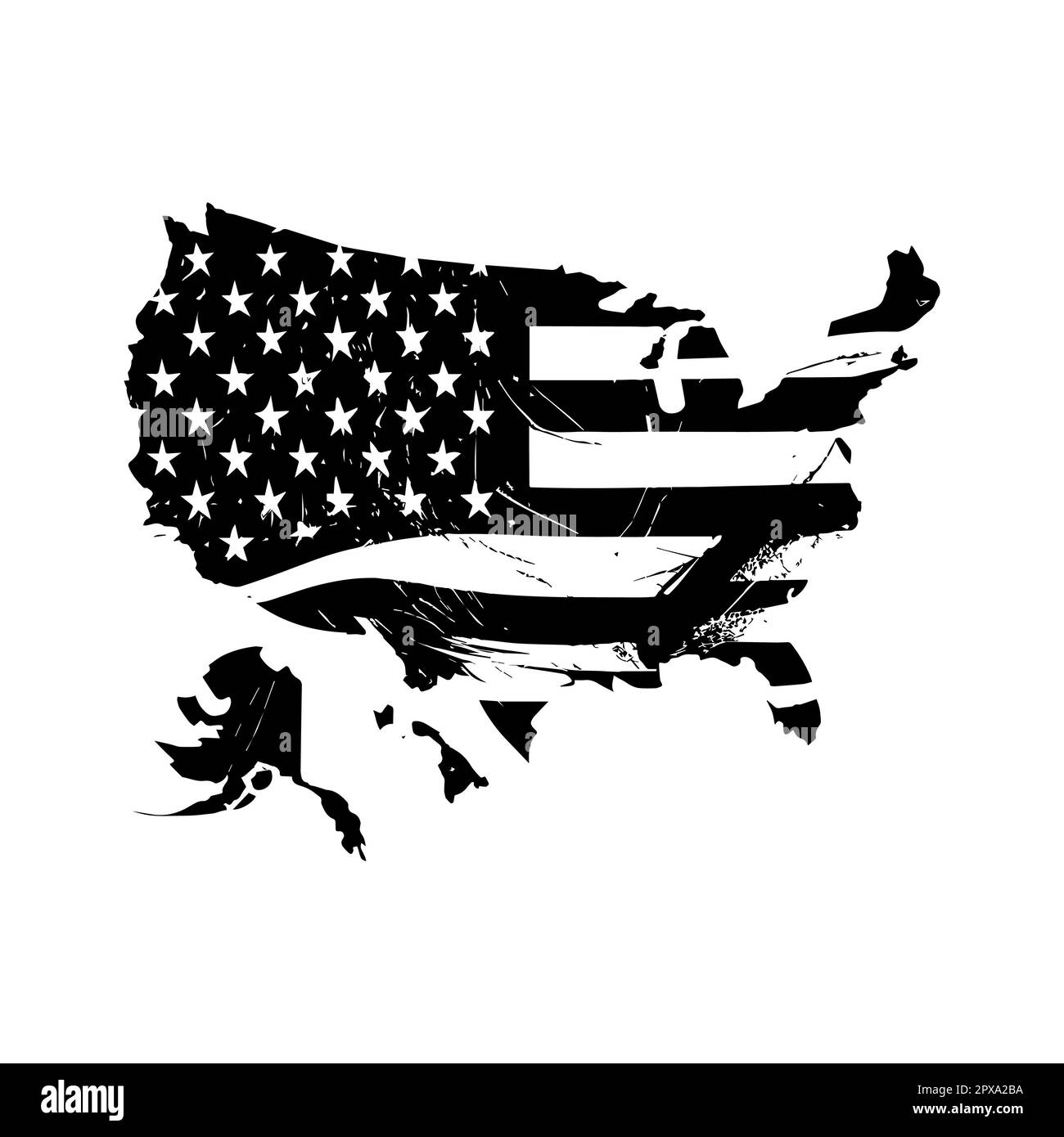 Realistic abstract flag of USA in the form of a map of america ...