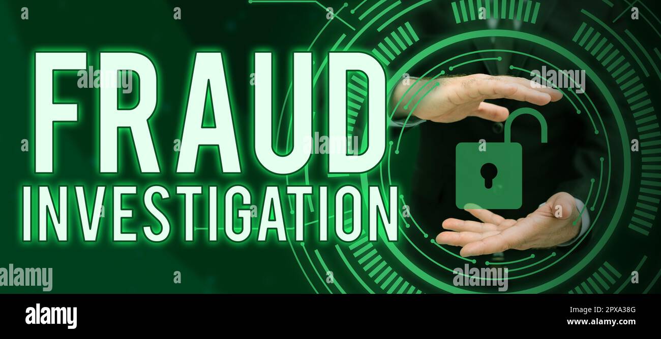 Hand writing sign Fraud Investigation, Word Written on process of ...