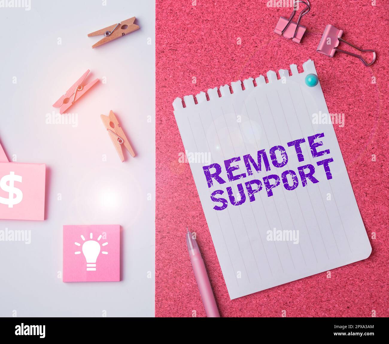 Text sign showing Remote Support, Concept meaning help end-users to ...