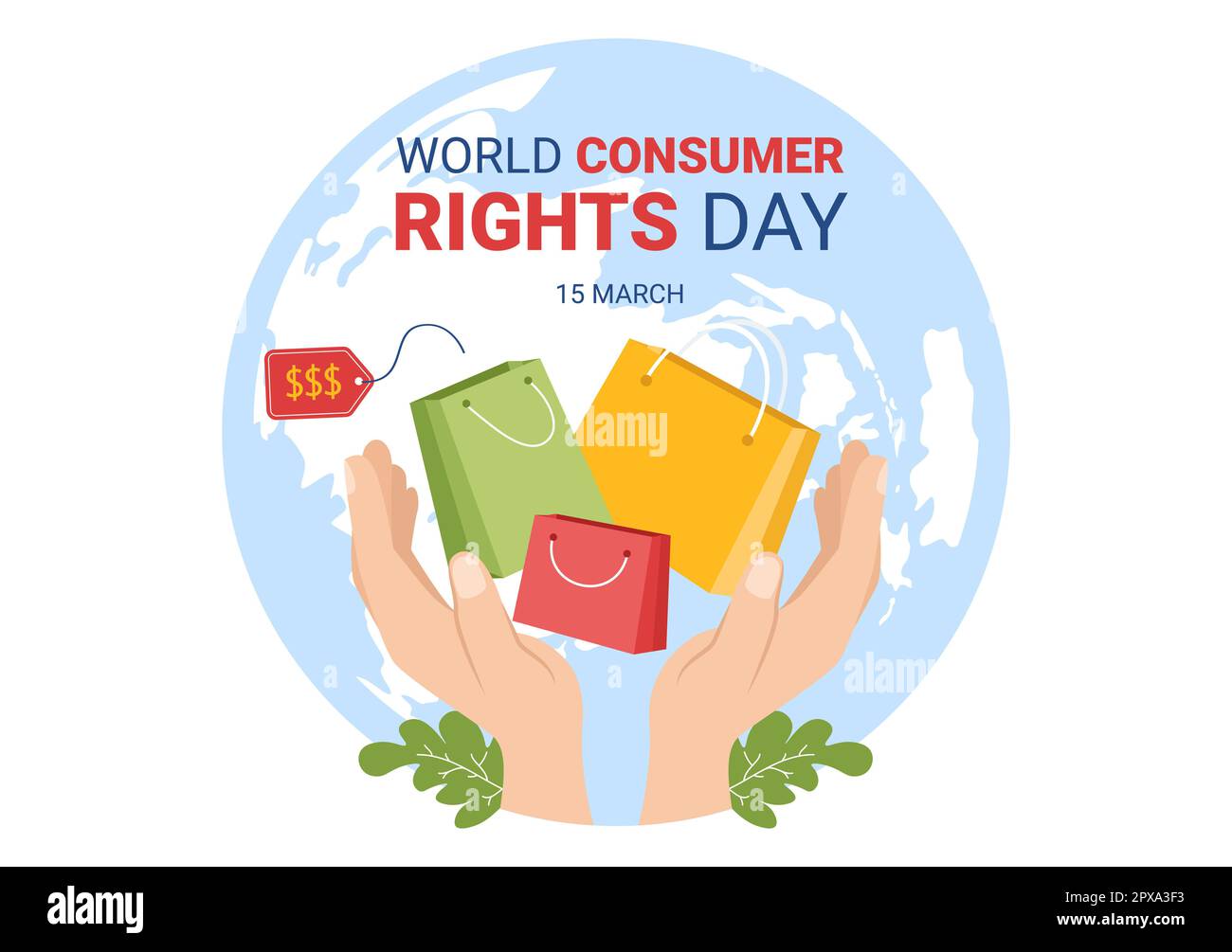World Consumer Rights Day Illustration with Shopping, Bags and Needs of ...
