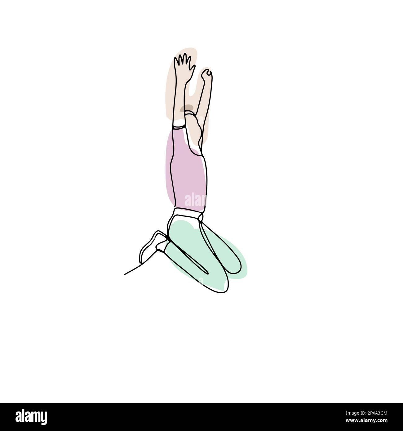 Single line drawing of jumping man with abstract shapes Stock Vector ...