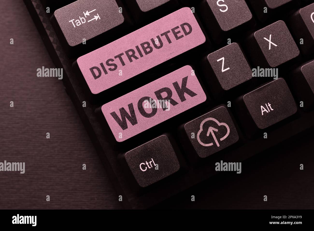 Conceptual display Distributed Work, Business idea practiced by enterprises using network ...