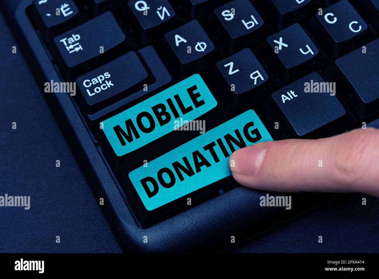 Conceptual display Mobile Donating, Word for to give something to a charity or any cause using ...