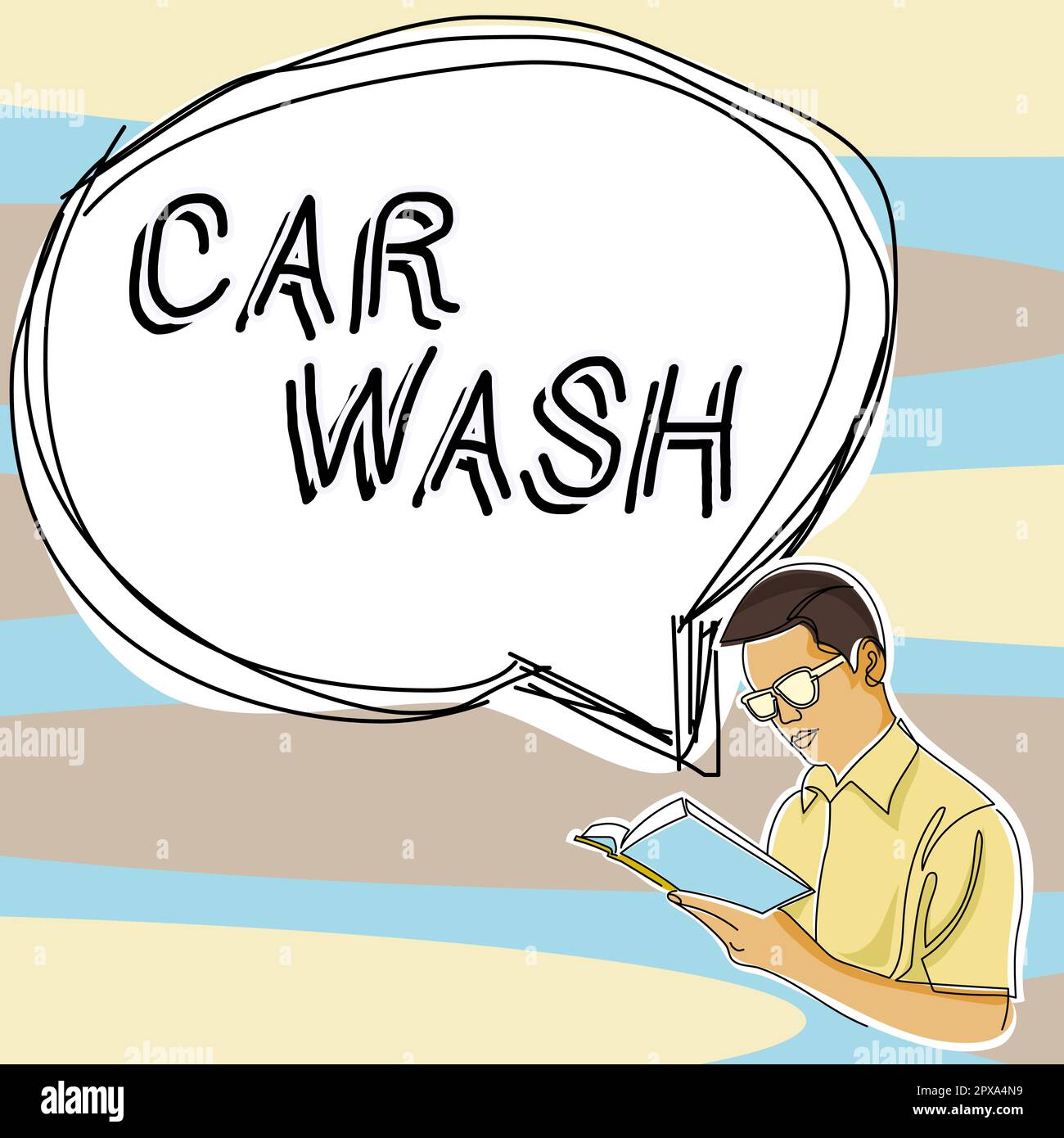Text caption presenting Car Wash, Word for a building containing ...