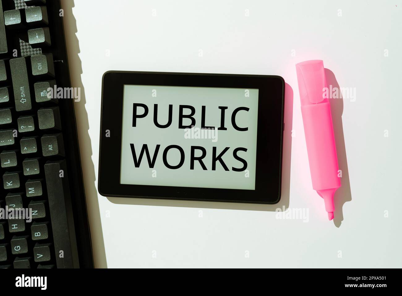 Hand writing sign Public Works, Conceptual photo Describes the viewing ...
