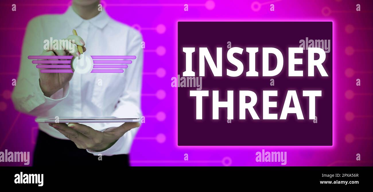 Hand writing sign Insider Threat, Business showcase security threat ...