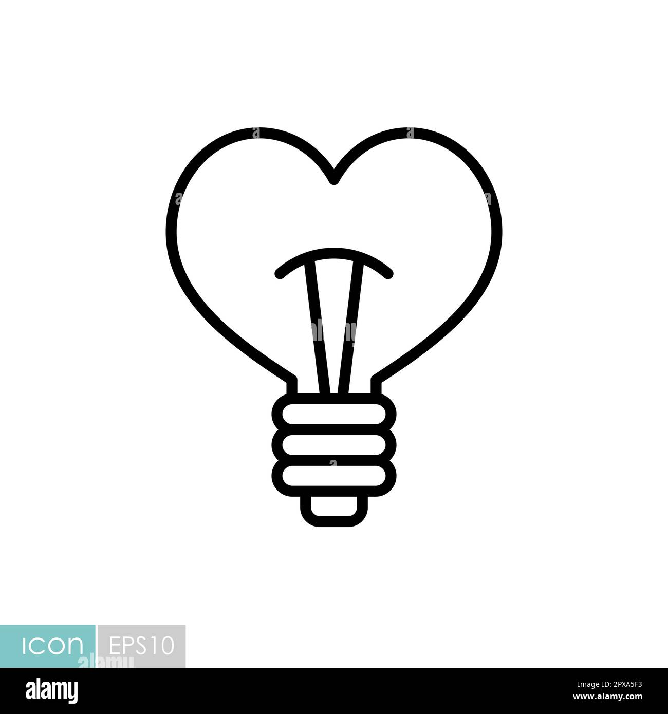 Heart shape in light bulb icon isolated. Valentine day symbol. Vector ...