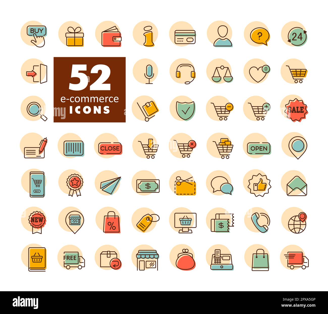 E-commerce set vector icons shopping and online. Graph symbol for your ...