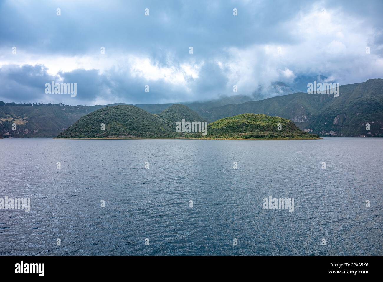 Cuicocha crater lake at the foot of Cotacachi Volcano in the Ecuadorian ...