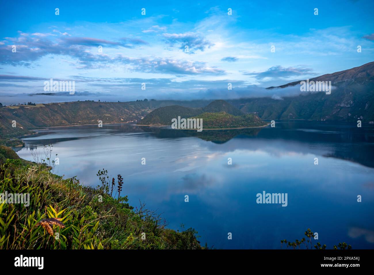 Cuicocha crater lake at the foot of Cotacachi Volcano in the Ecuadorian ...