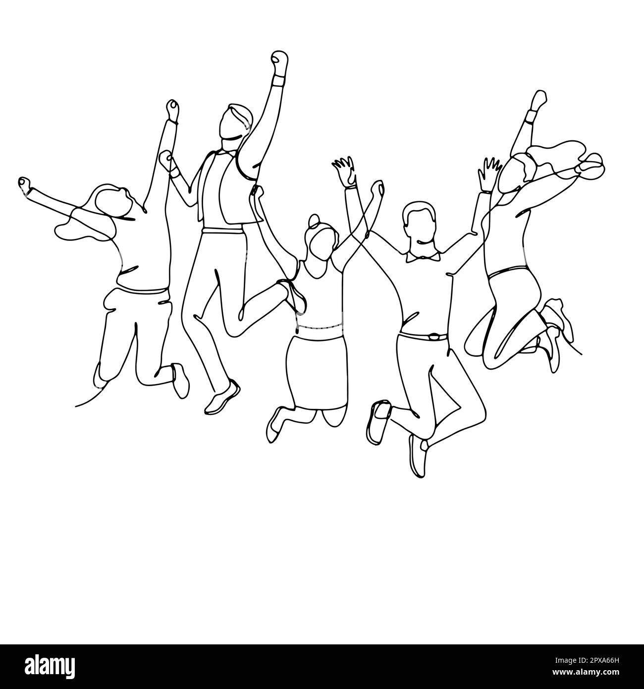 Happy People Jumping Drawing