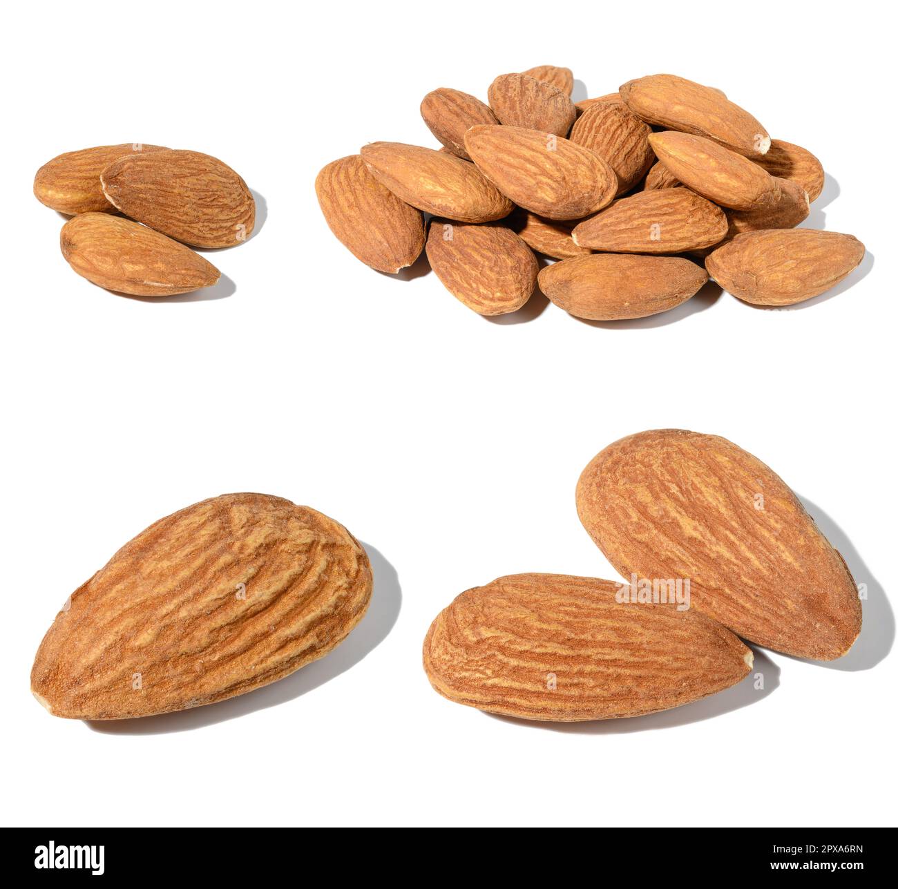 Almond kernel on a white isolated background, close up. Set Stock Photo ...