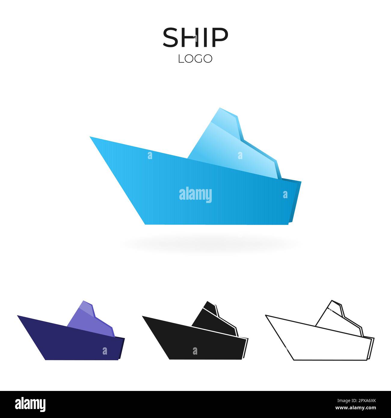 Origami ship icon flat Stock Vector Images - Alamy