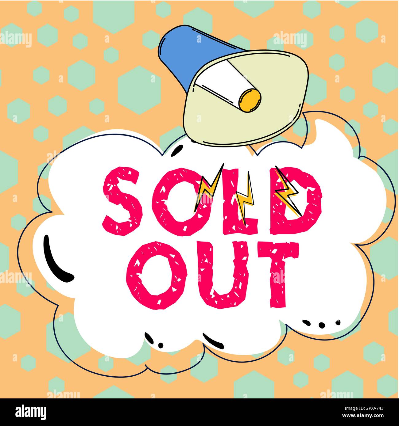 Handwriting text Sold Out, Concept meaning Not available anymore ...