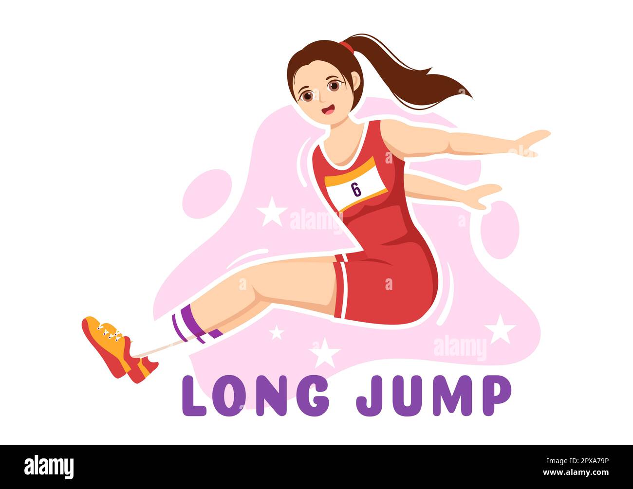 Long Jump Illustration with Athlete Doing Jumps in Sand Pit for Web ...