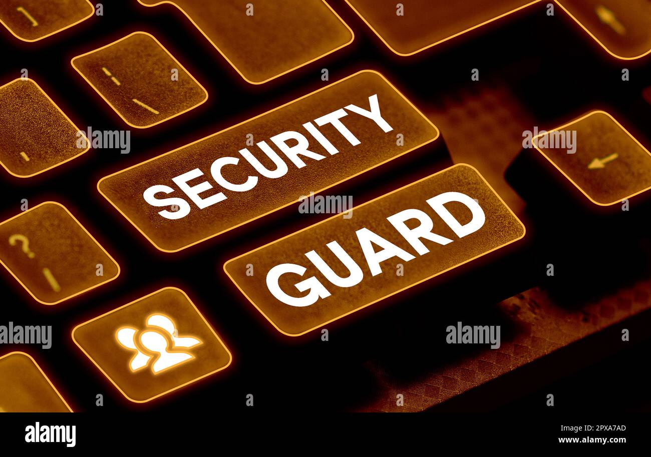 Writing displaying text Security Guard, Concept meaning tools used to ... Writing displaying text Security Guard, Concept meaning tools used to ...