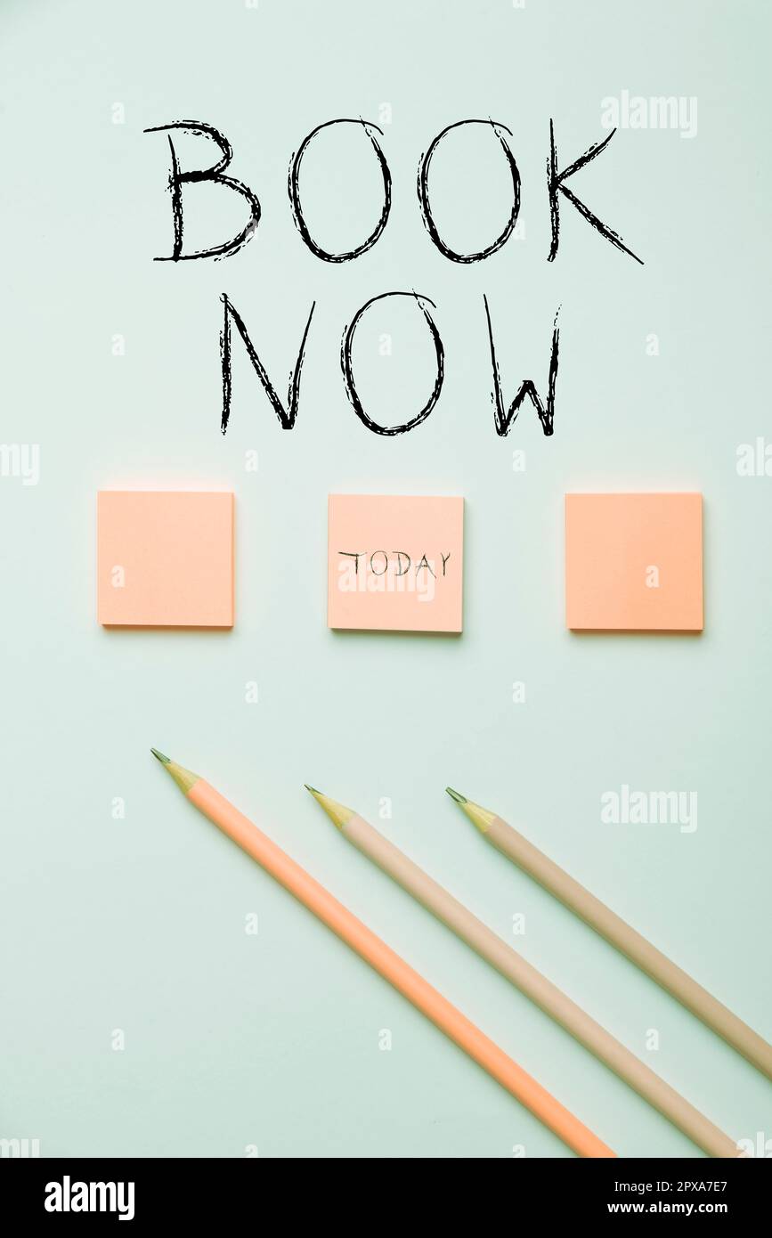 Text caption presenting Book Now, Word Written on Make a reservation in ...
