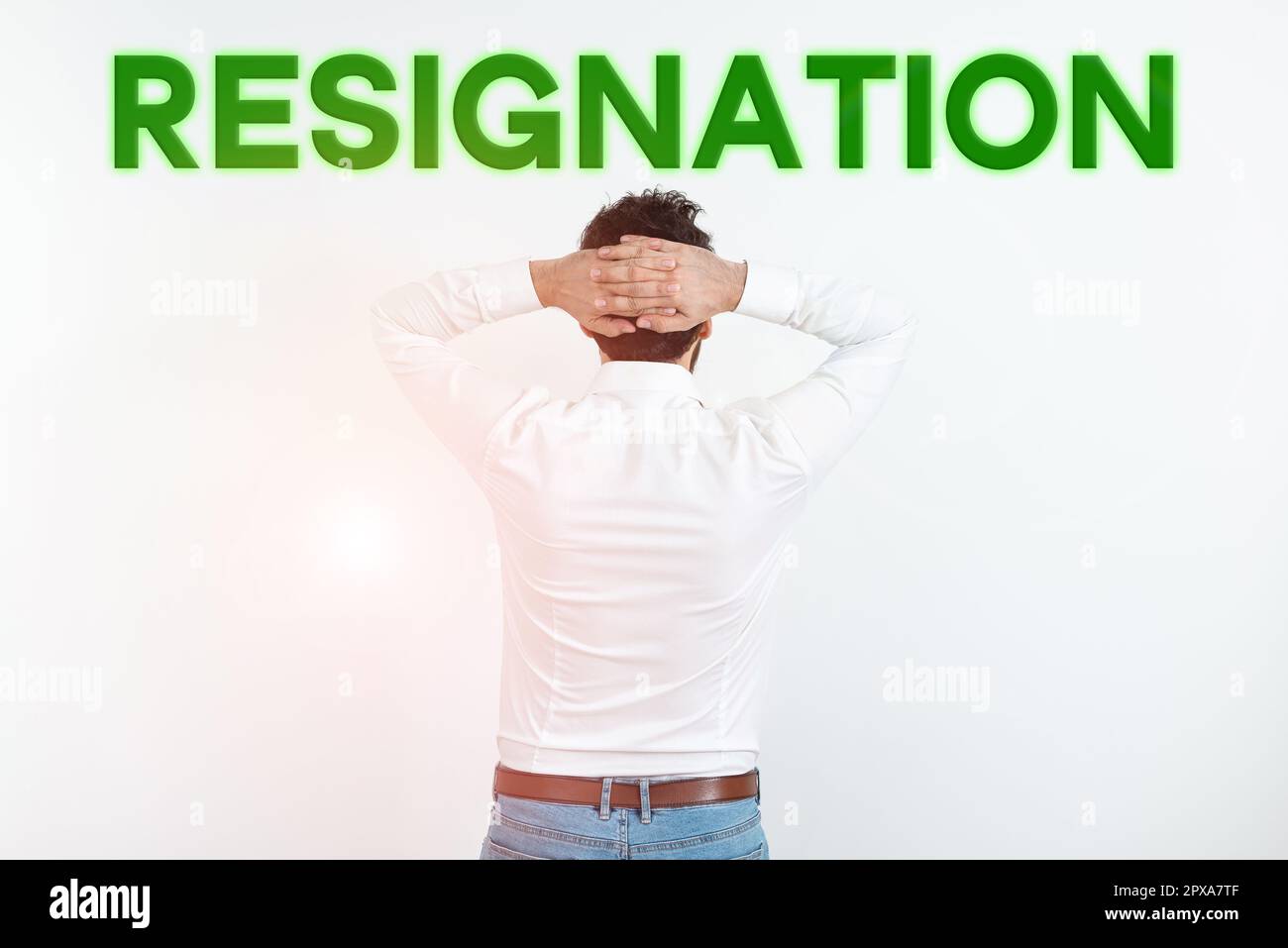 Text sign showing Resignation, Business showcase act of giving up ...