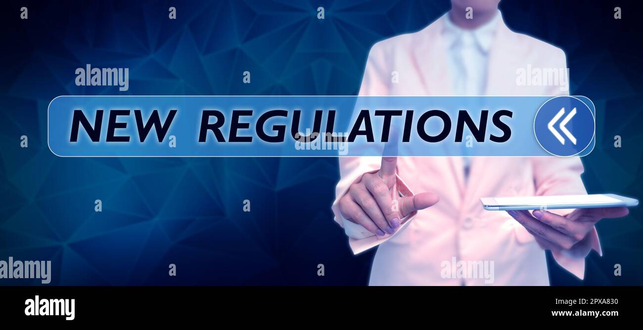 Writing displaying text New Regulations, Word Written on Regulation ...