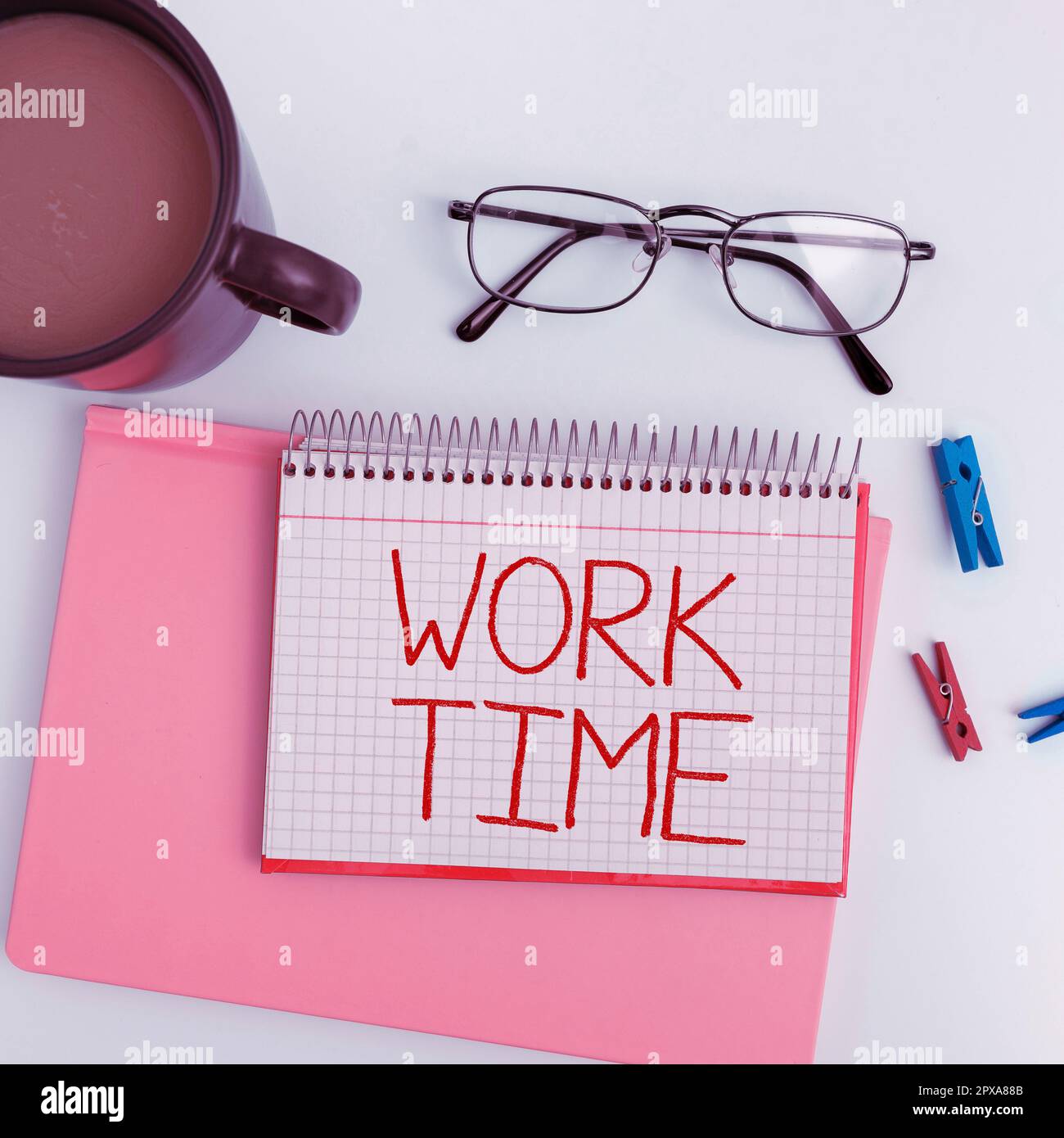 Hand writing sign Work Time, Concept meaning period starts when ...