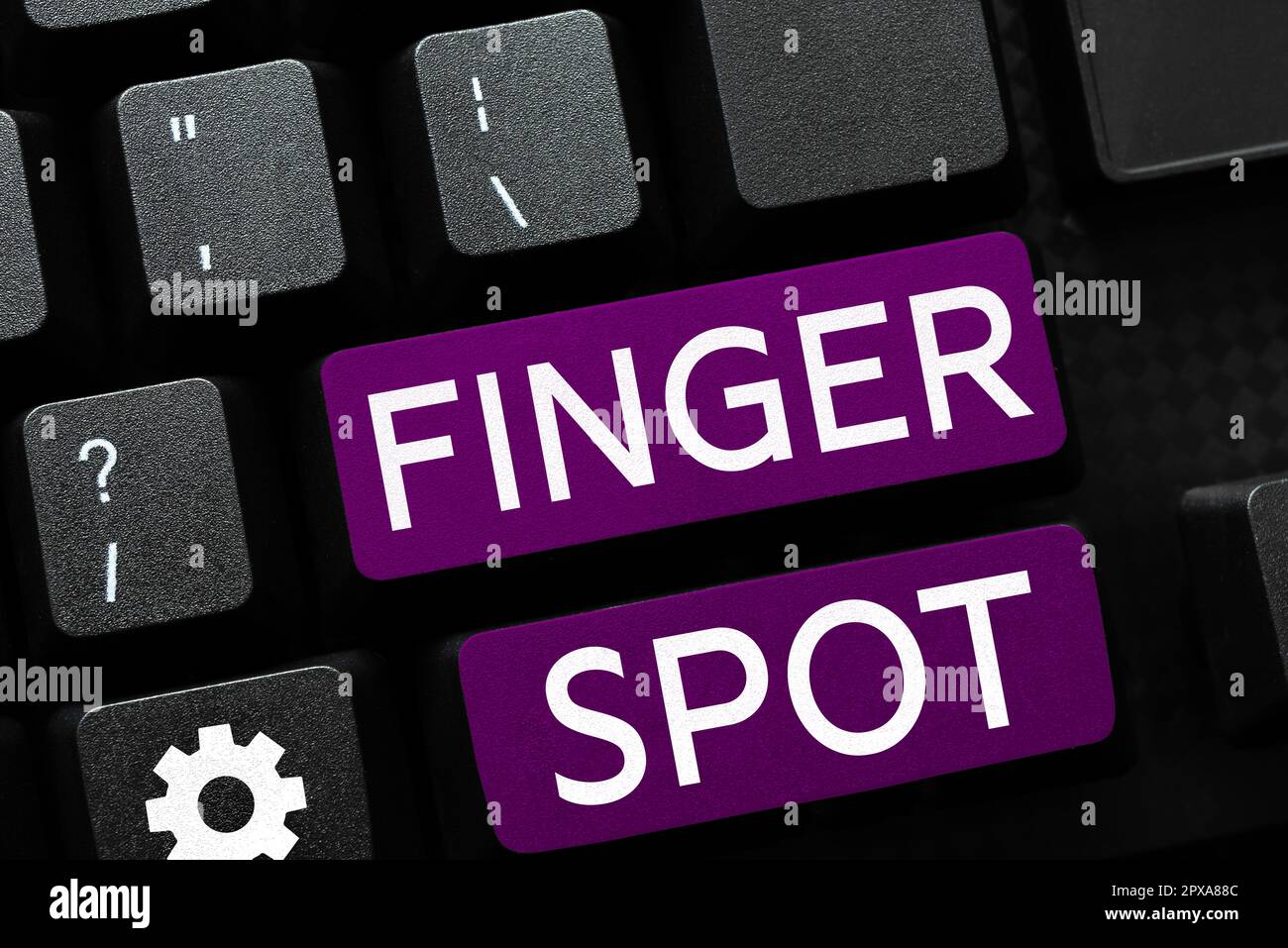 Text showing inspiration Finger Spot, Conceptual photo Small fluid ...