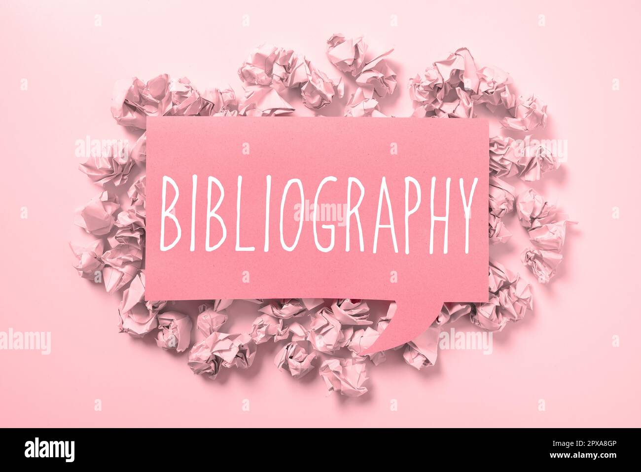 Hand writing sign Bibliography, Business approach a list of writings ...