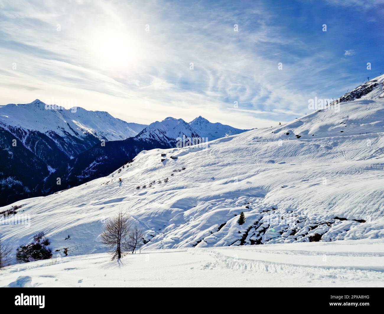 Austria Paznaun Rocky Mountains Landscape With Snow Stock Photo - Alamy