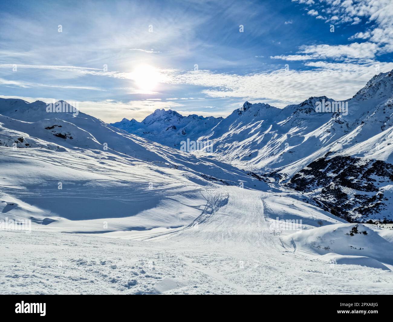 Austria Paznaun Rocky Mountains Landscape With Snow Stock Photo - Alamy