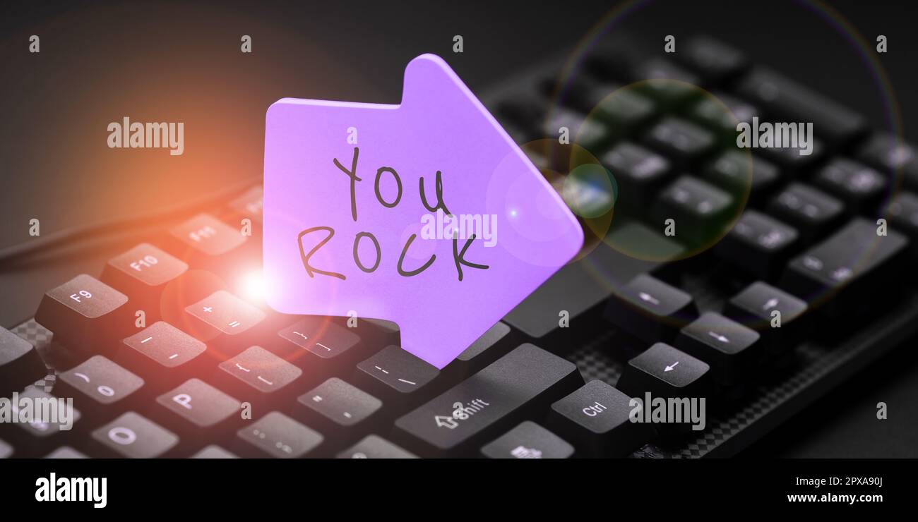 Inspiration showing sign You Rock, Conceptual photo slang phrase of ...