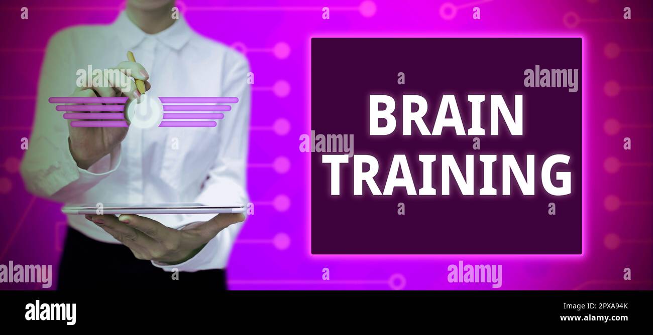 Sign displaying Brain Training, Internet Concept mental activities to ...