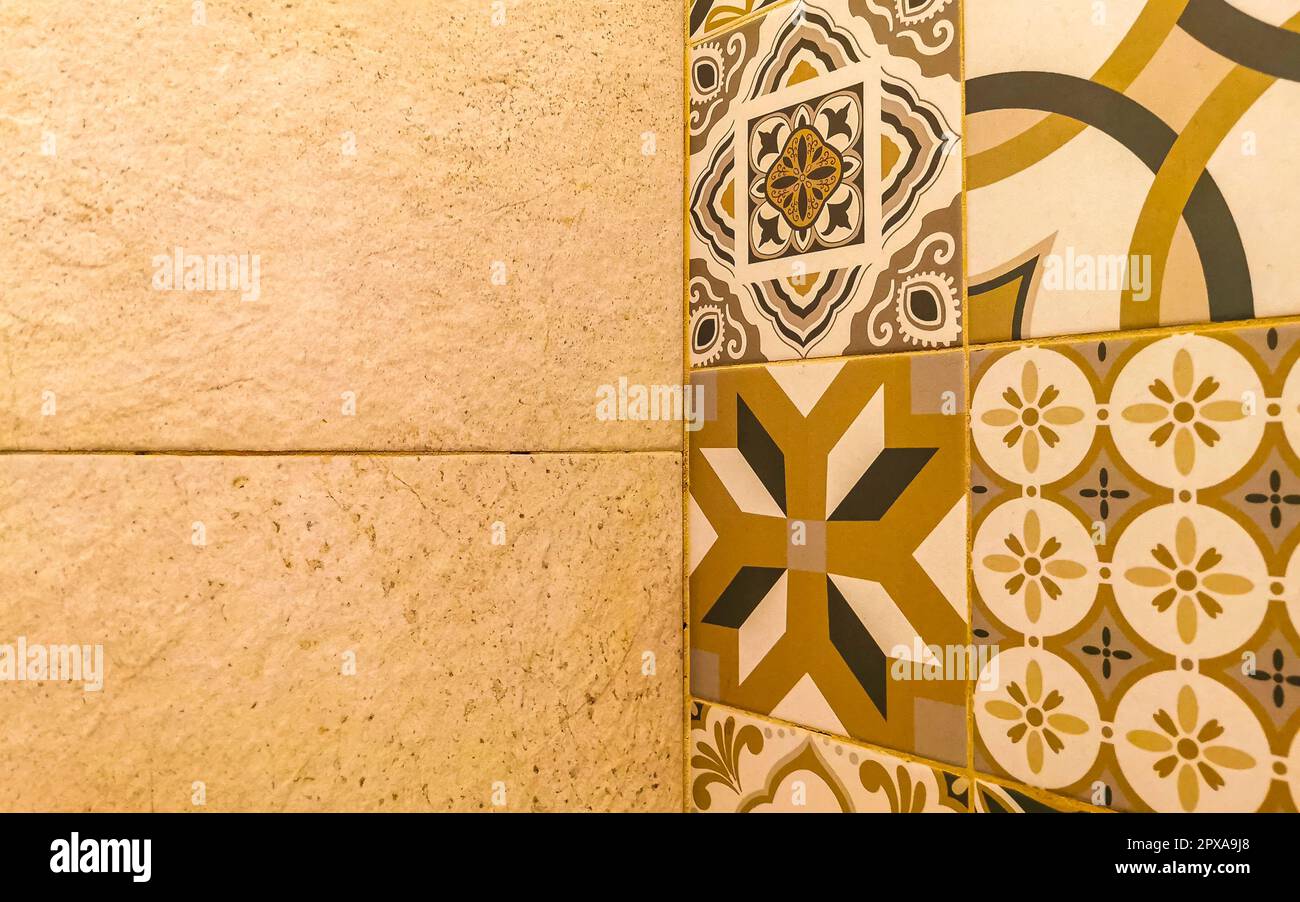Orange and cream wall tile texture with patterns in Playa del Carmen ...