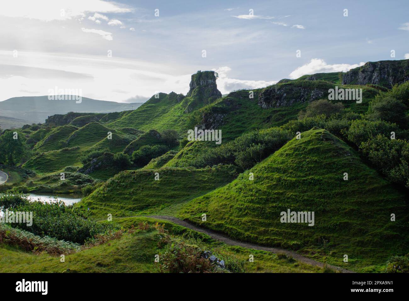 Cone-shaped hills of the Fairy Glen, Scotland, UK Stock Photo - Alamy