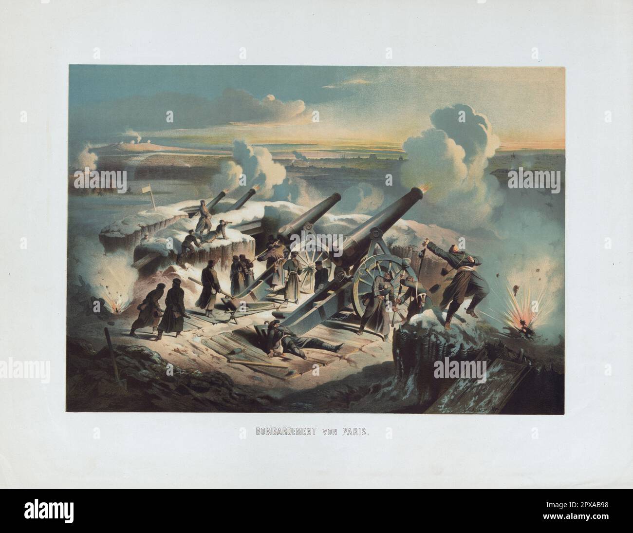 Engraving of German artillery shelling of Paris. 1870 Stock Photo - Alamy