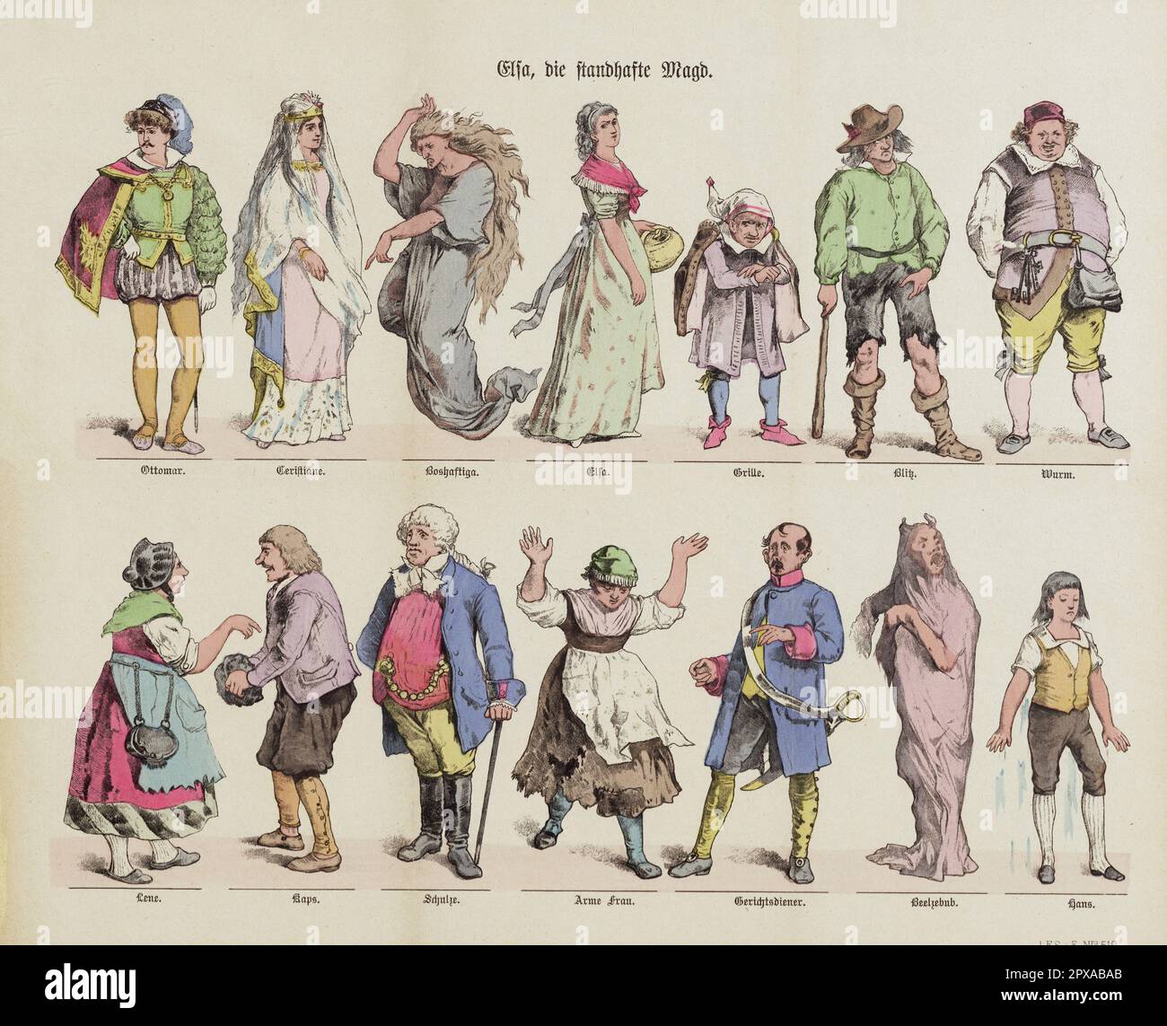 Vintage illustrations of fairytale Elsa, die standhafte Magd, Magic ...