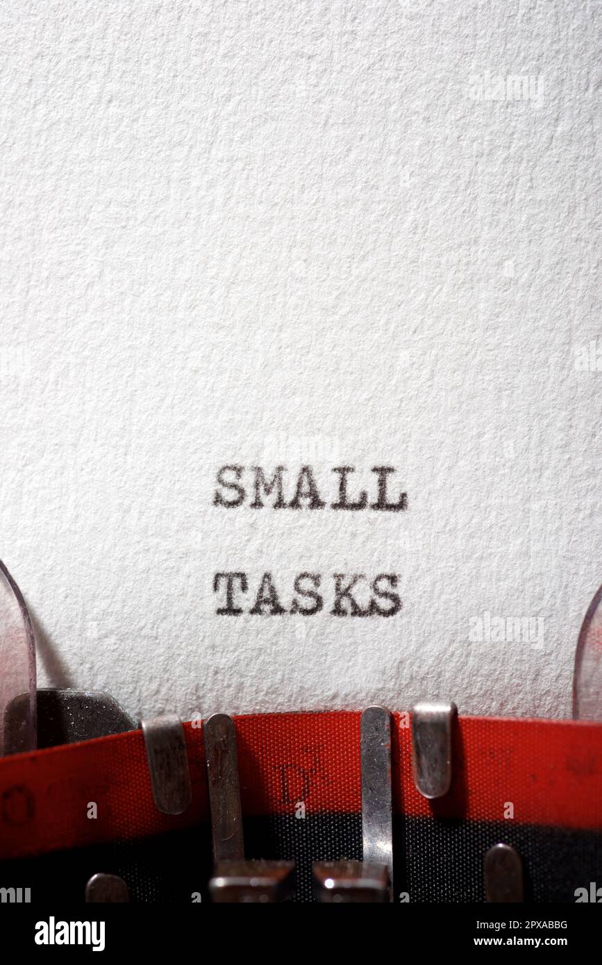 Small tasks text written with a typewriter Stock Photo - Alamy