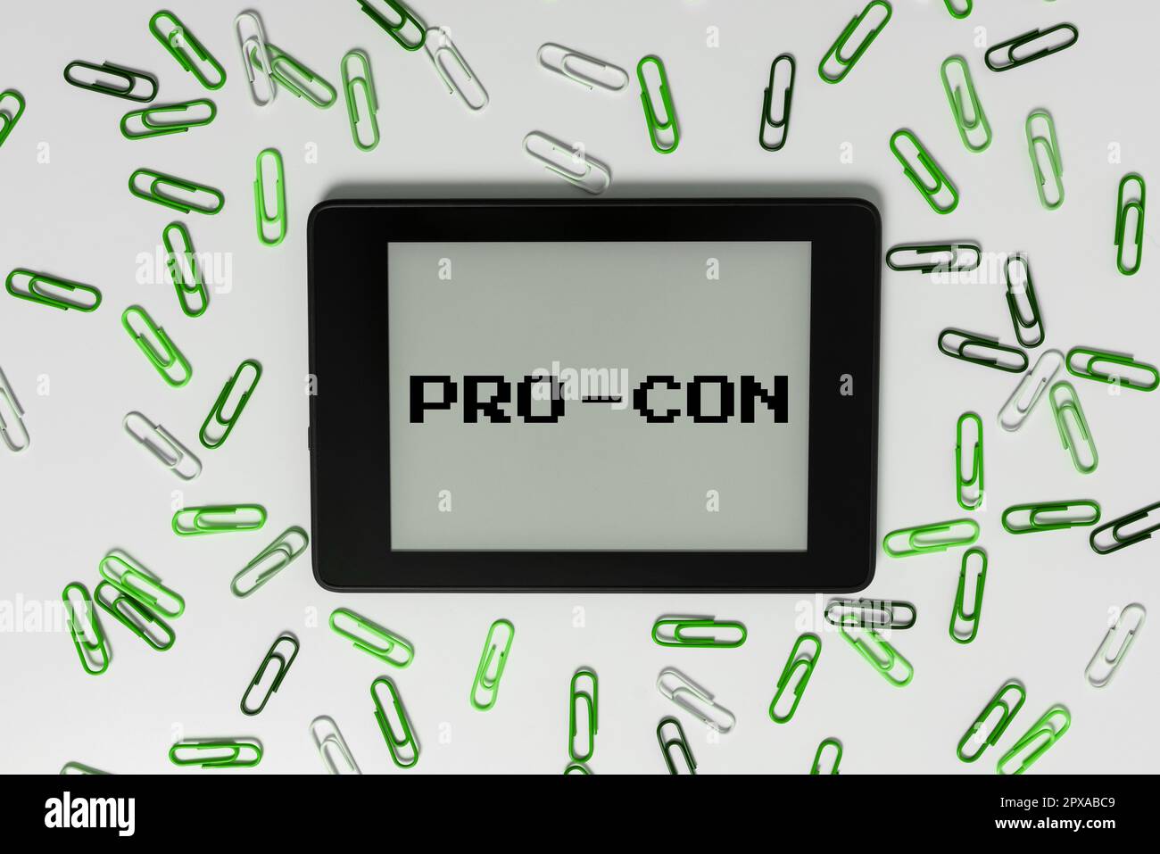 Sign displaying Pro Con, Word Written on everything its benefits and ...