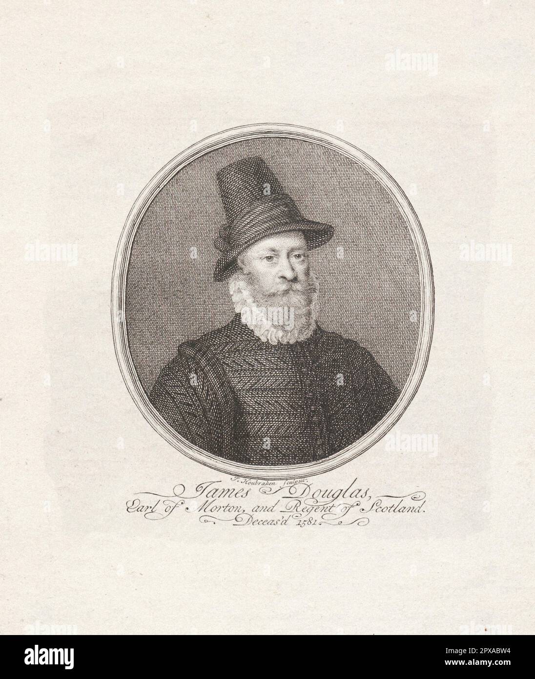 Engraving portrait of James Douglas, Earl of Morton, and Regent of ...
