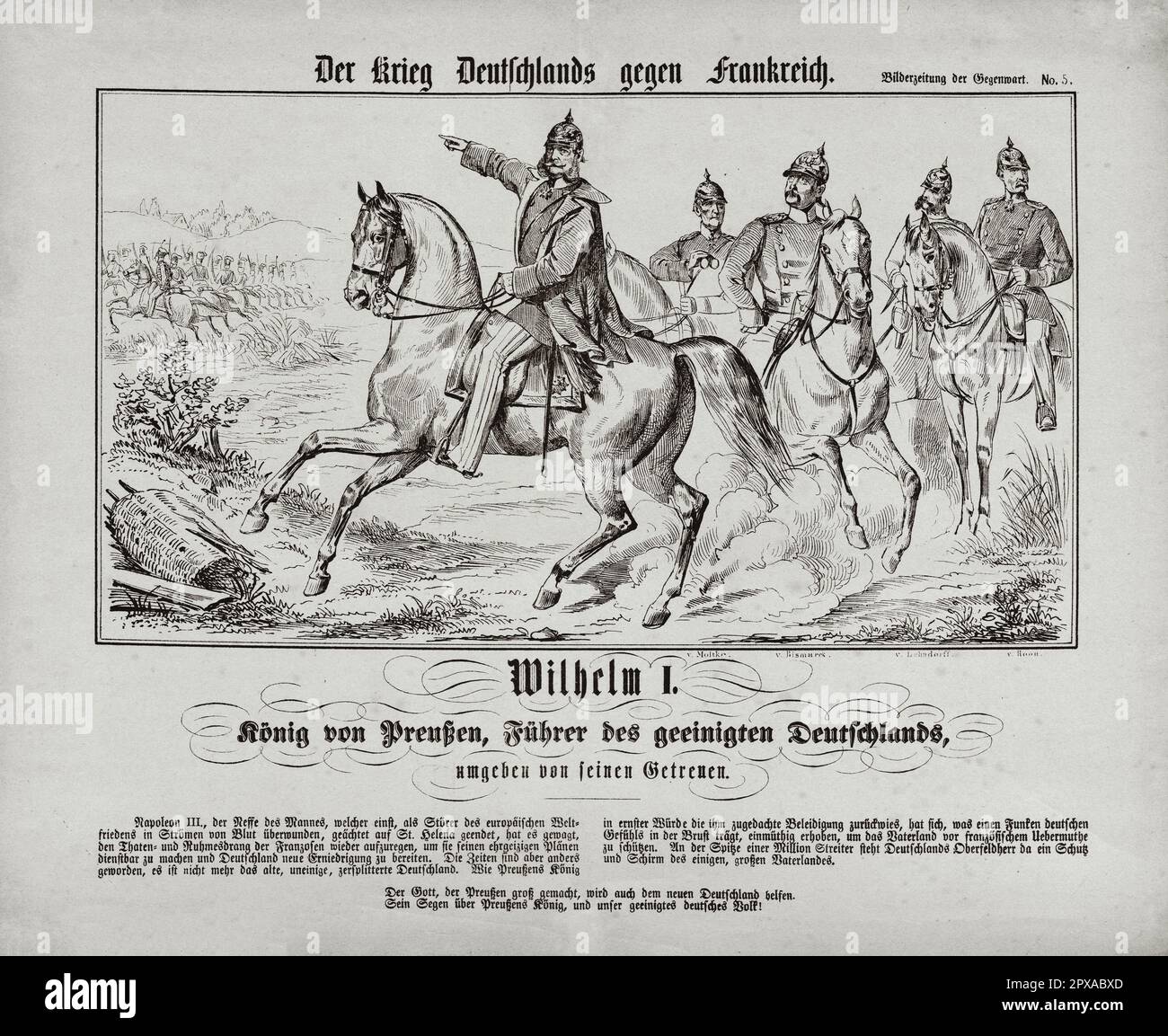 Vintage engraving of Wilhelm I (the period of the Franco-Prussian War ...