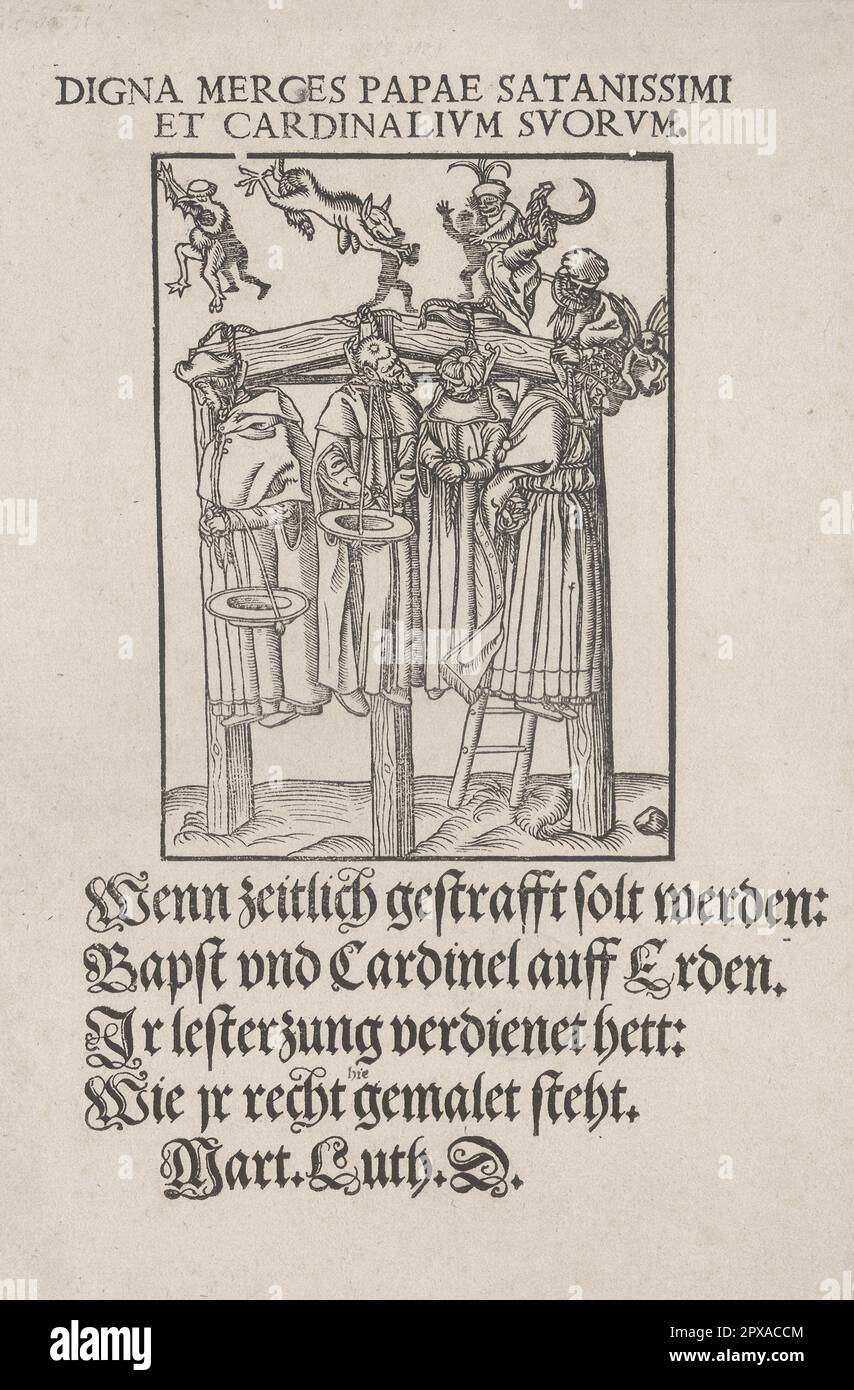 Anti-Catholic Protestant propaganda engraving of the Reformation period ...